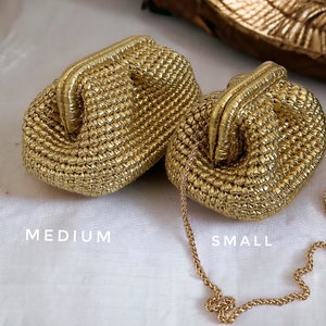 Large Gold Metallic Leather Pouch Clutch Bag | Handmade Evening Bag ...