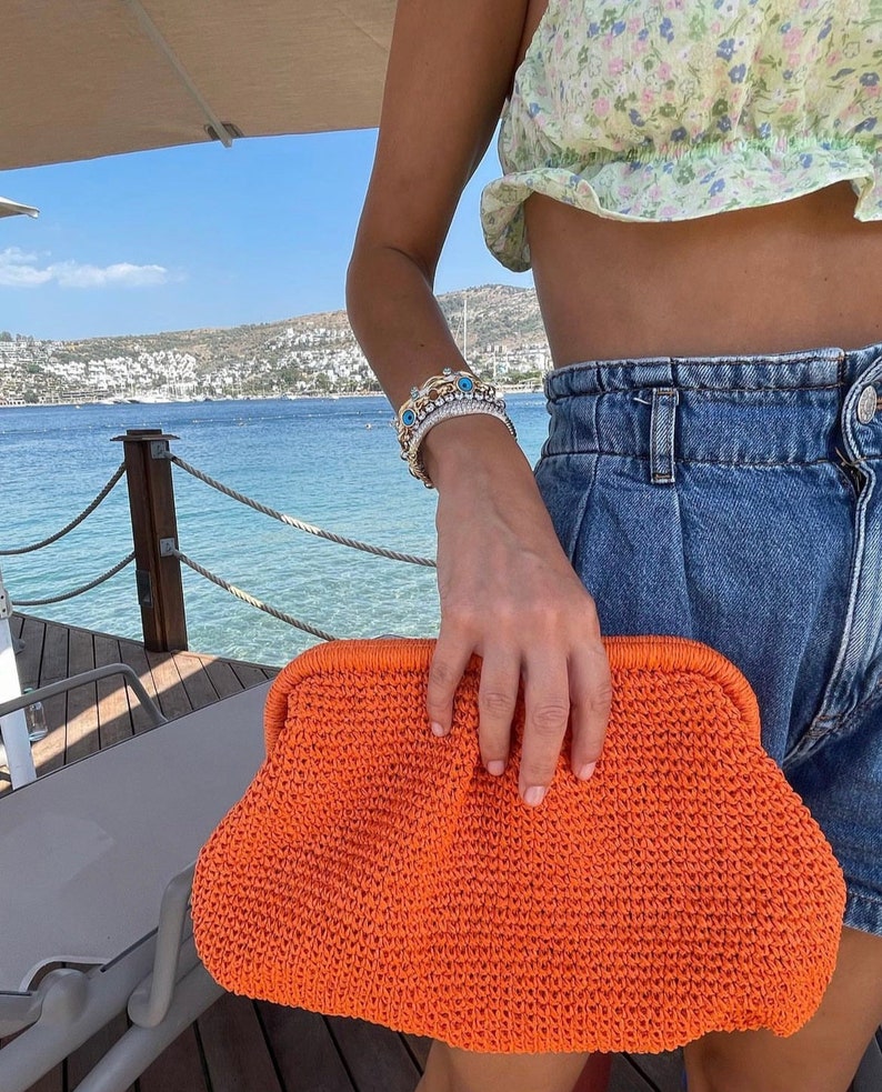 Pouch Clutch Bag With Hidden Metal Locked Paper Rope Knitted - Etsy