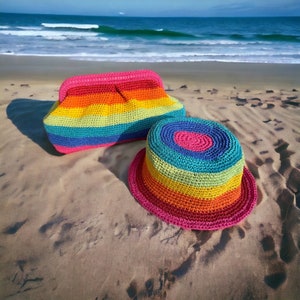 Colorful Stripes Raffia Woven Pouch Clutch Bag Rainbow Straw Beach ...