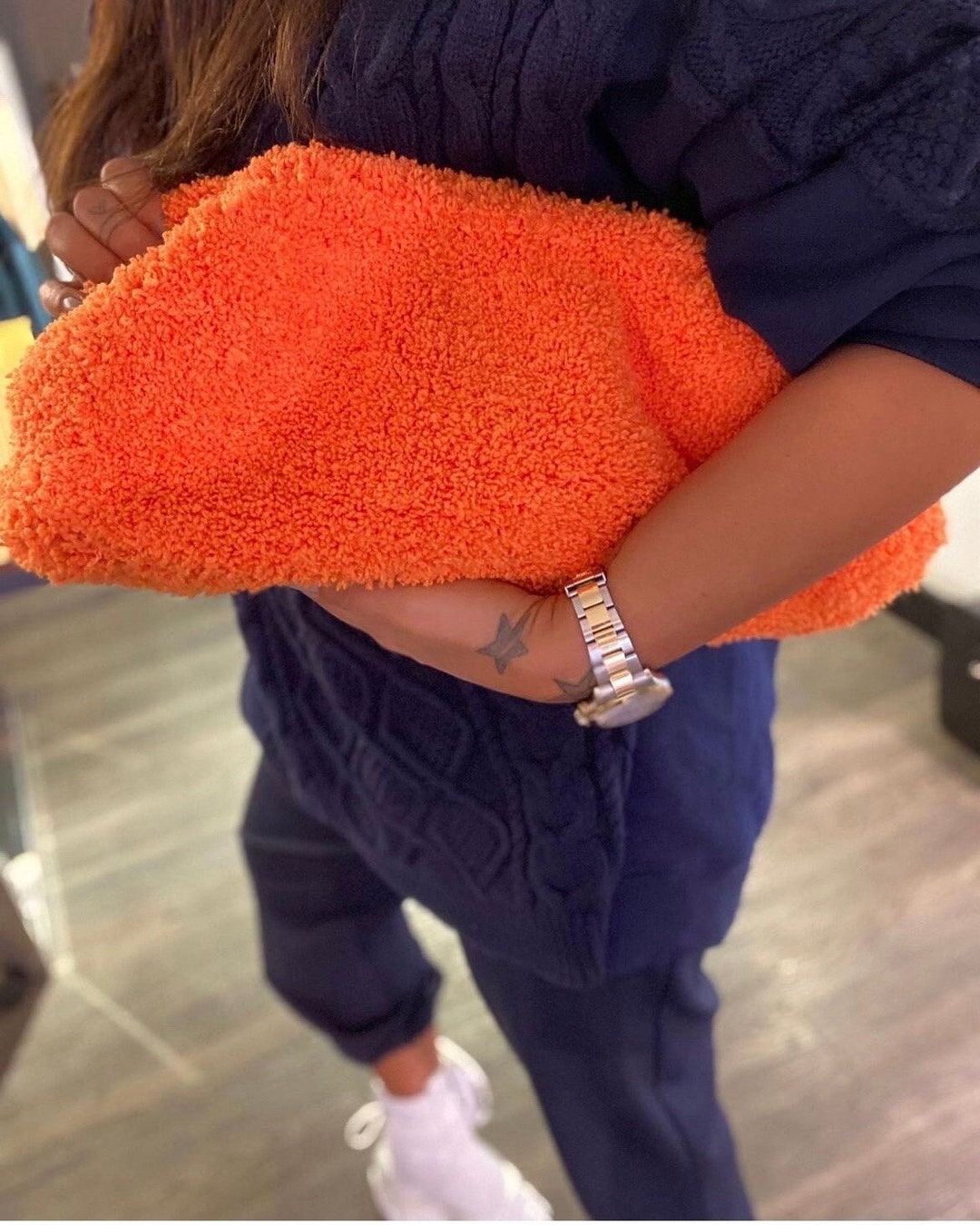 Orange Teddy Clutch Bag, Handmade Dumpling Clutch, Faux Fur Pouch Bag, Girlfriend Gift, Teddy ...