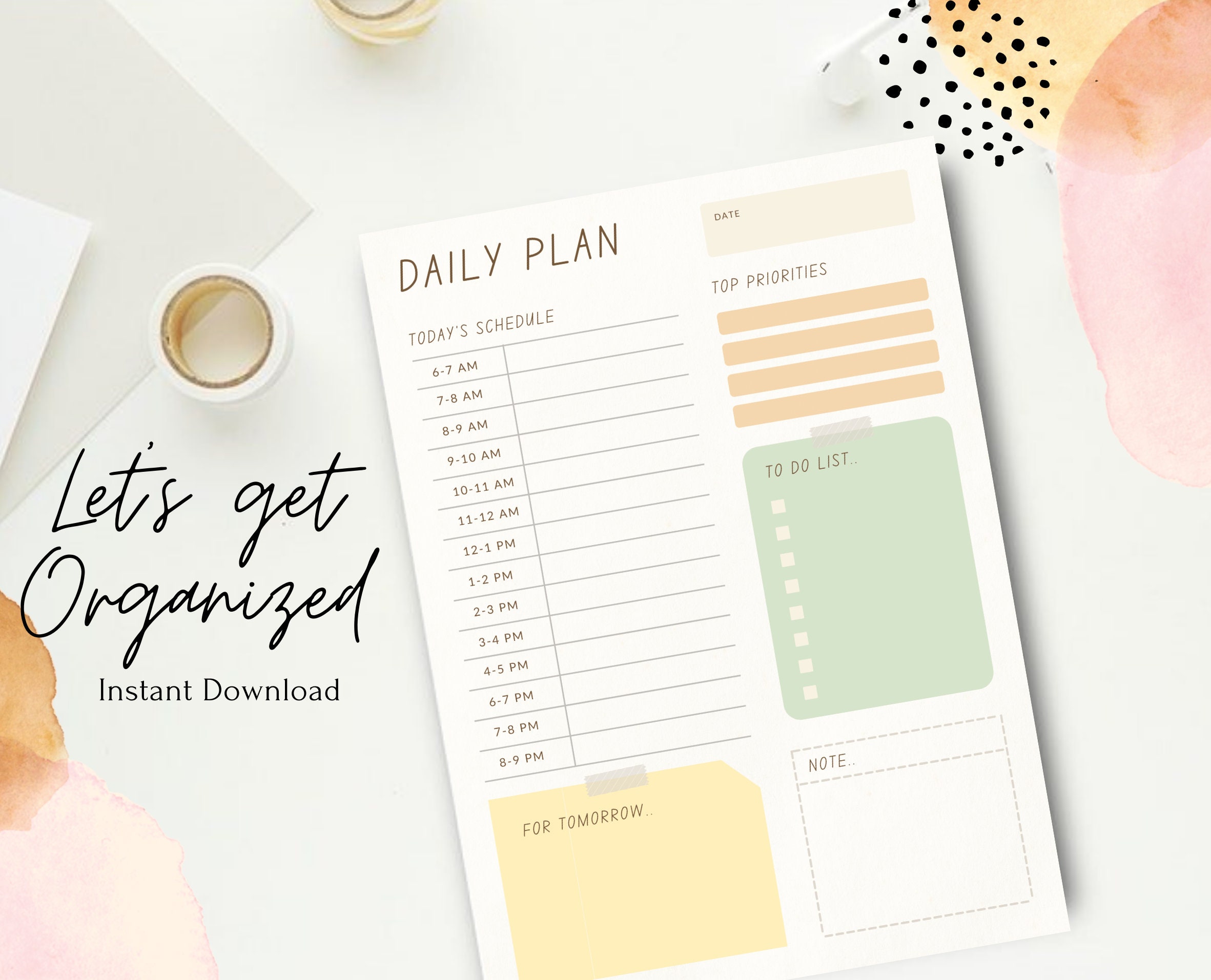 Daily to Do List Printable, Instant Download, Minimal Productivity ...