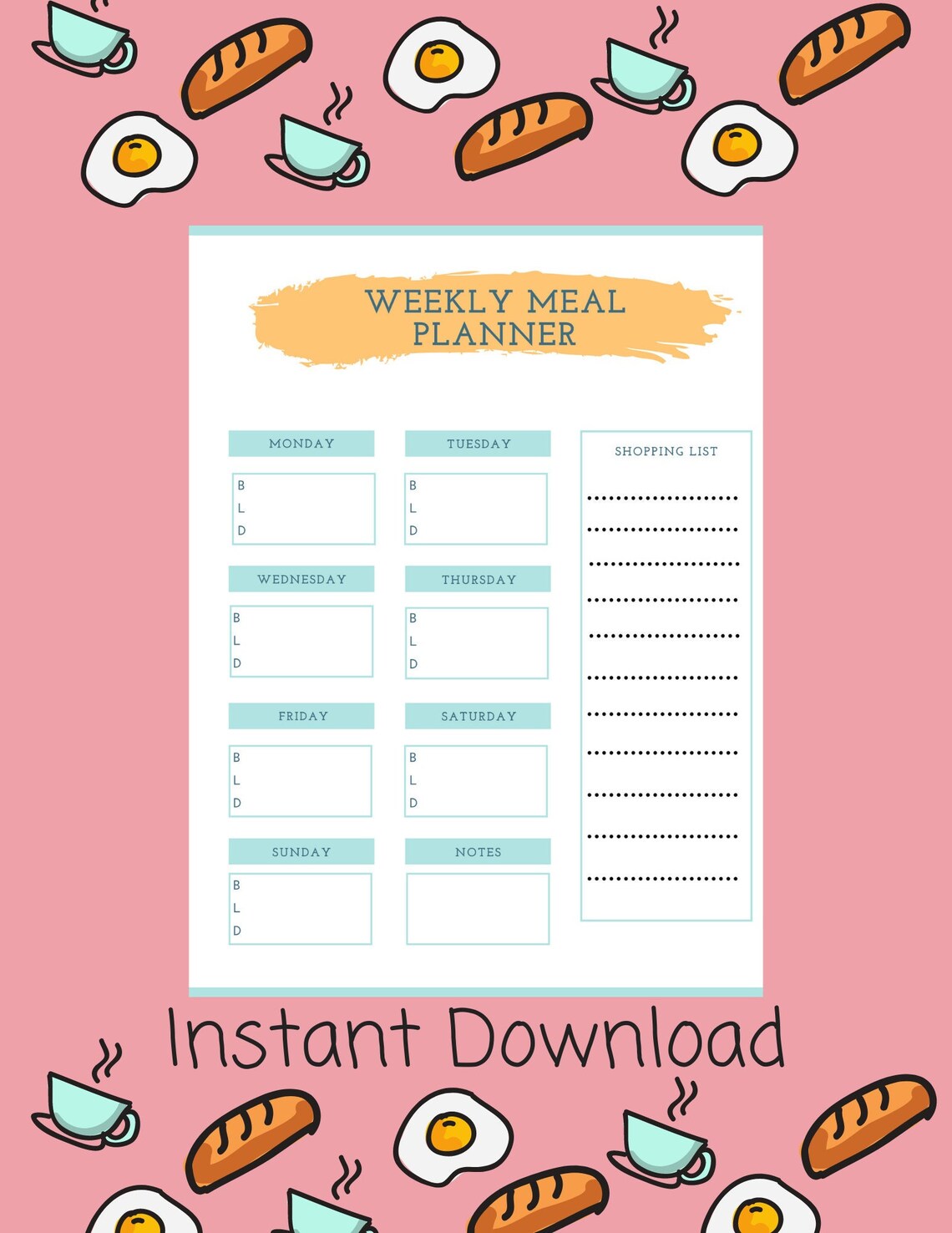 Meal Plan Printable, Menu Plan Printable, Weekly Menu Planner ...