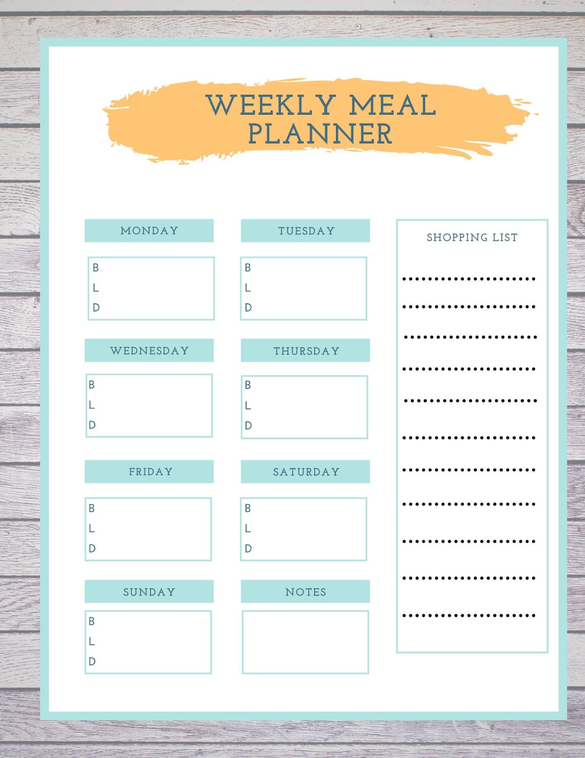 Meal Plan Printable, Menu Plan Printable, Weekly Menu Planner ...