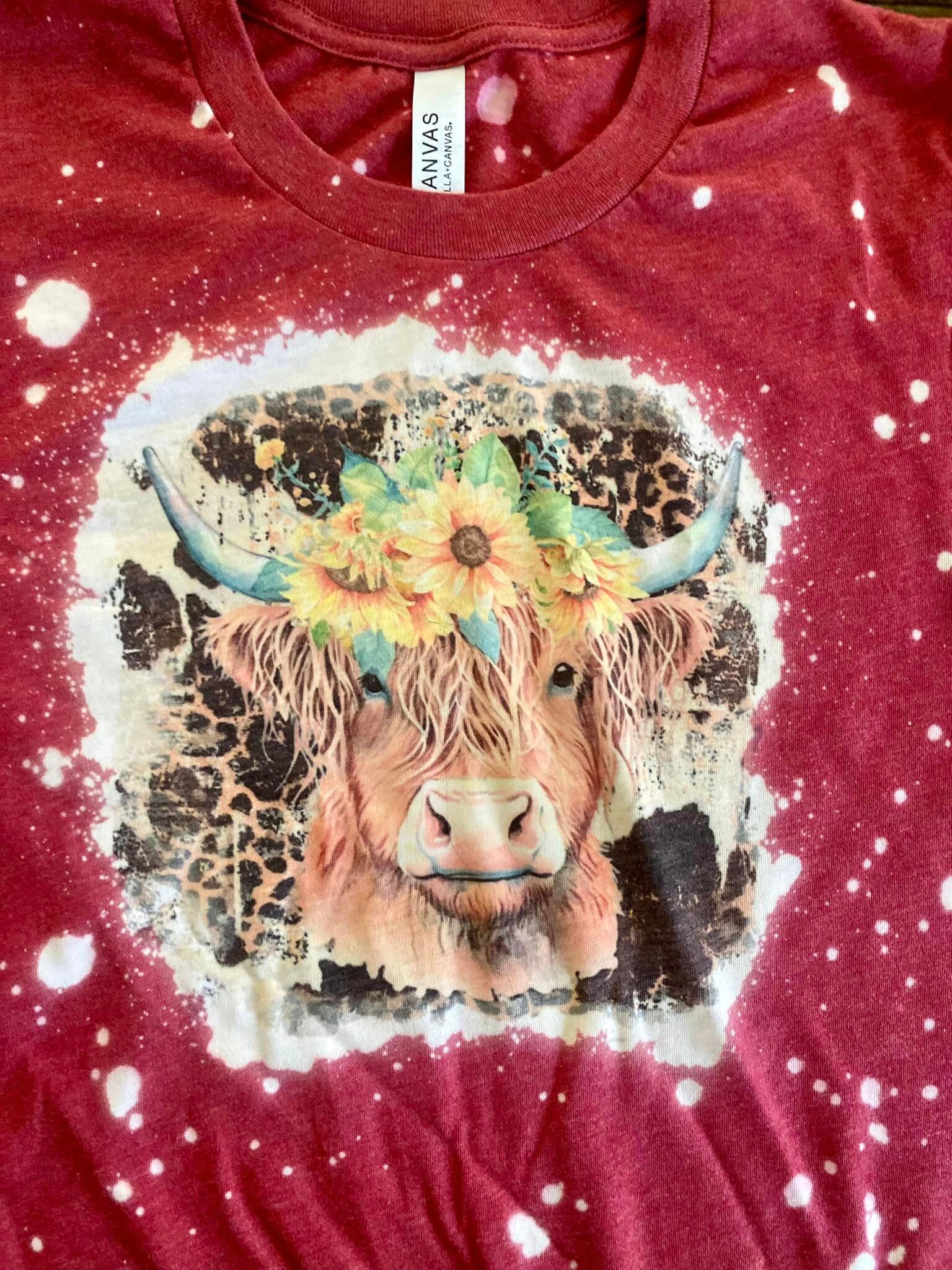 Highland Cow Shirt/bleached Shirts/cow Shirts/farm Shirts/fair Shirts/summer Shirts/farm Life ...