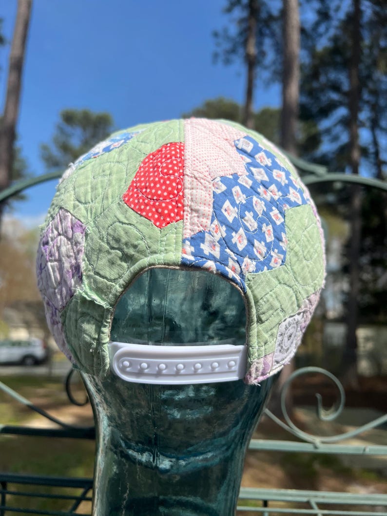 OOAK Vintage Trucker Baseball Grandmother's Flower Garden Quilt ...