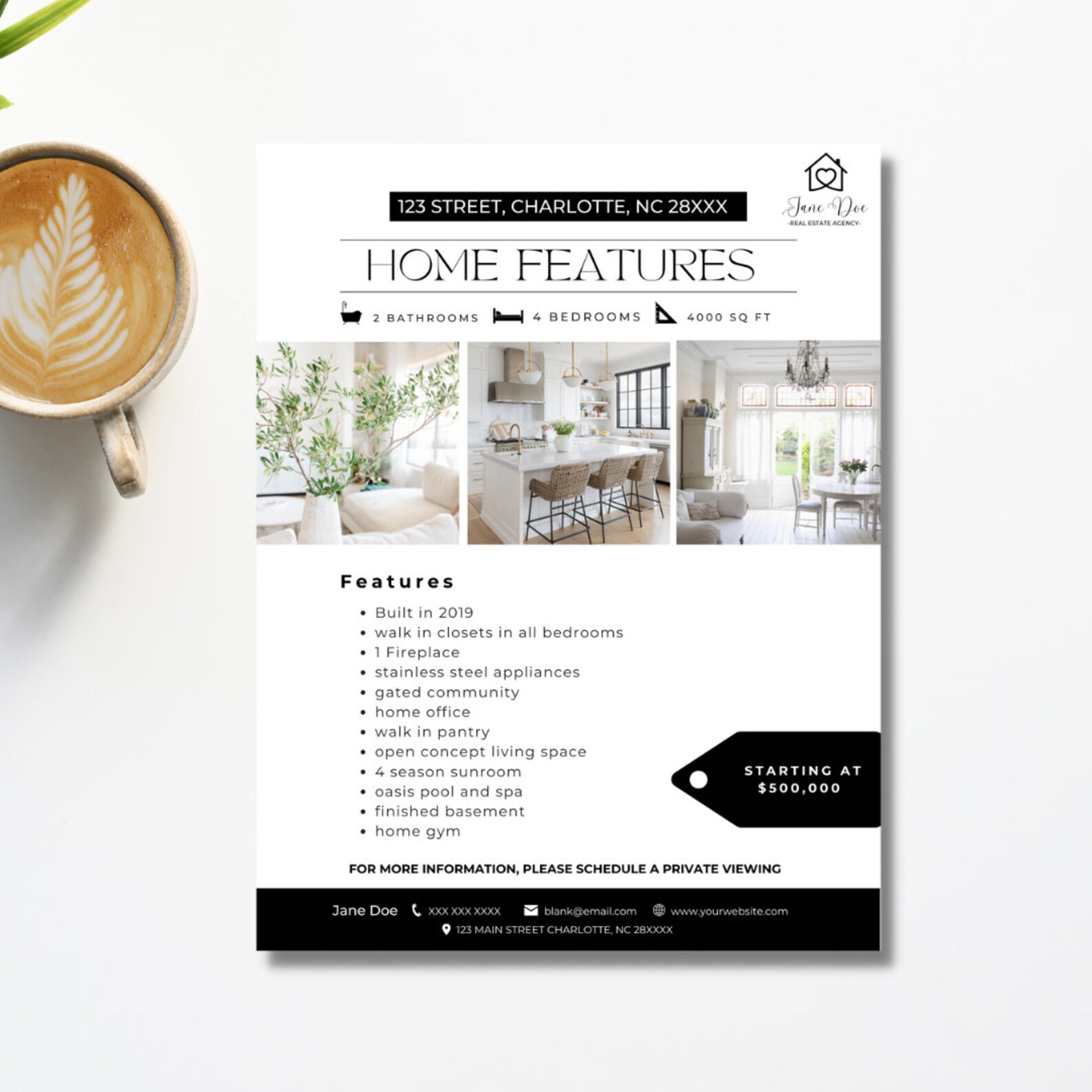 Real Estate Home Feature Sheet Bundle Template, Real Estate Marketing ...