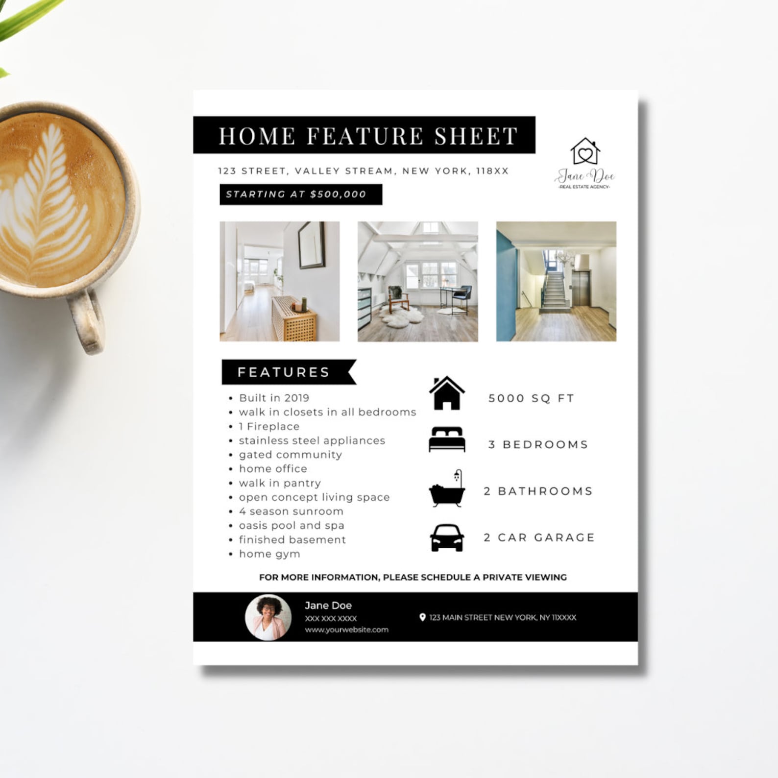 Real Estate Home Feature Sheet Bundle Template, Real Estate Marketing ...