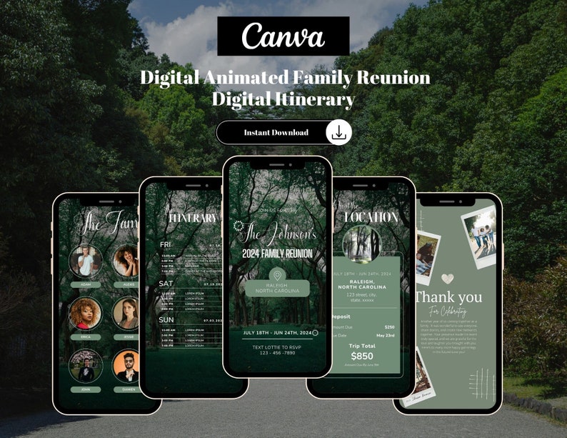 Family Reunion Invitation Itinerary, Animated Digital Family Trip ...