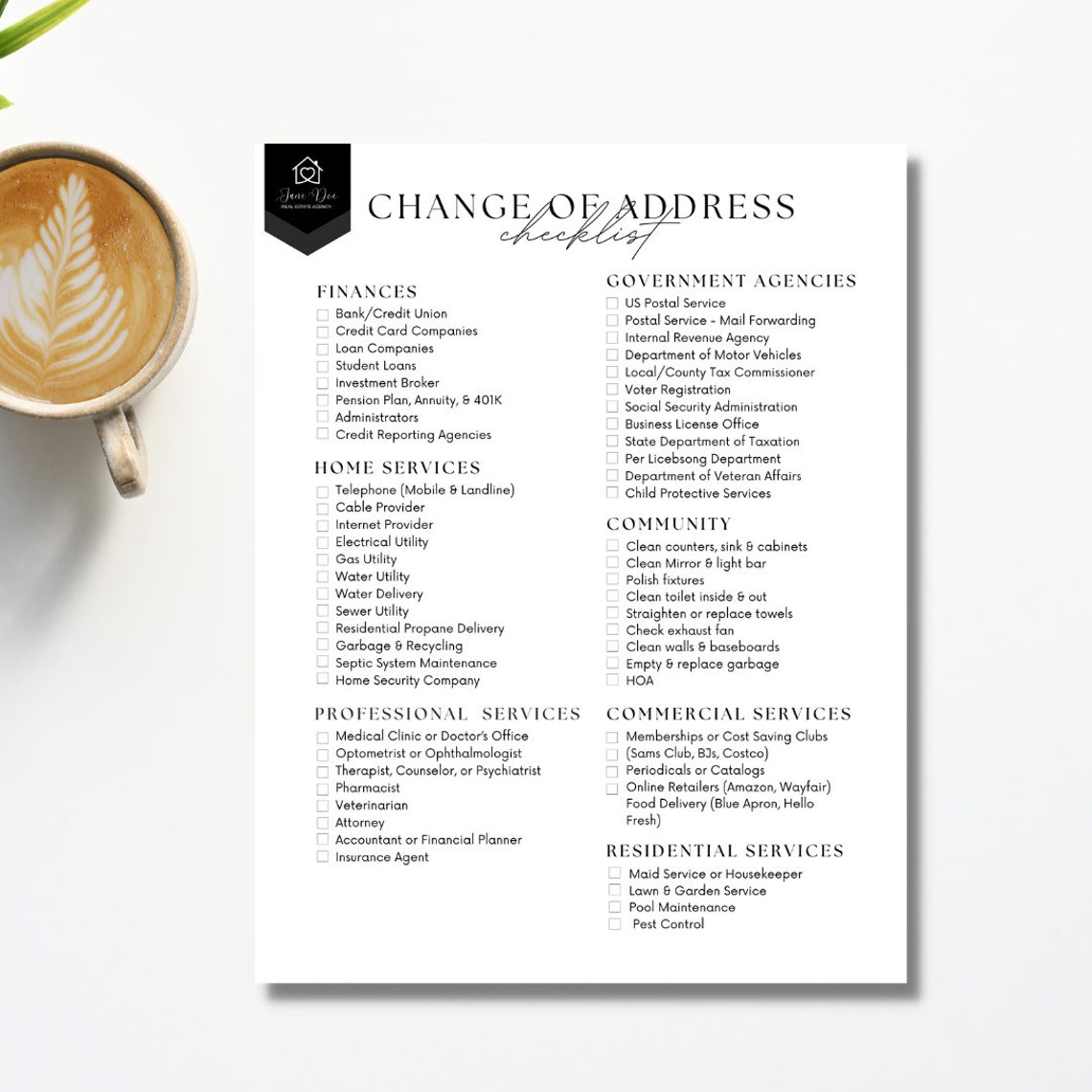 Change of Address Checklist Bundle, Realtor Checklist, Real Estate ...