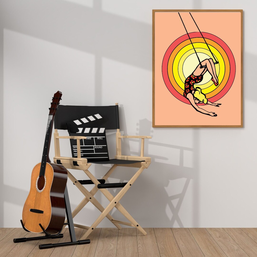 Retro Carnival Trapeze Digital Wall Print, Vintage Circus Acrobat Wall ...