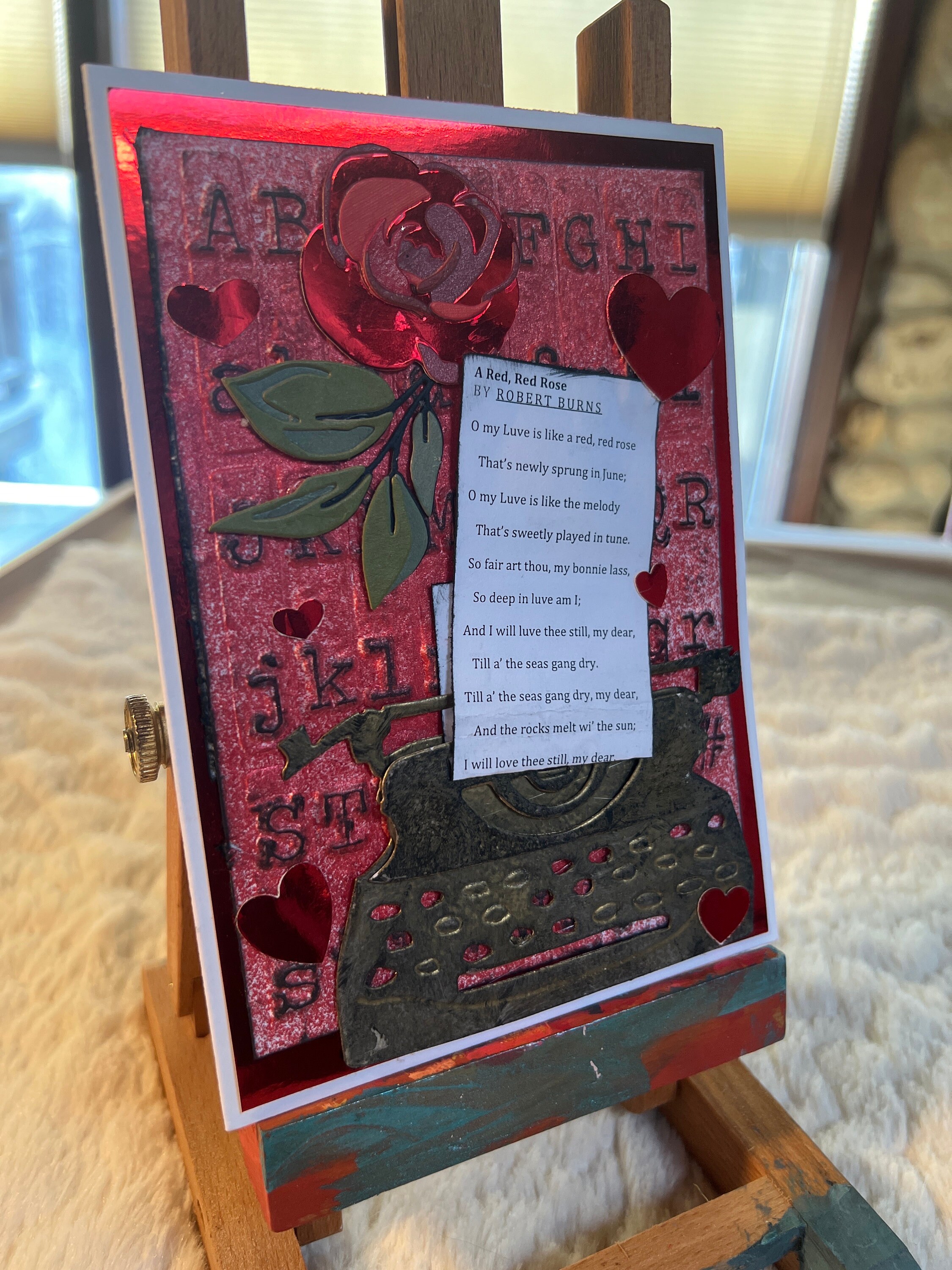 Deluxe Handmade Valentines Day Card. Featuring the Poem A Red, Red Rose ...