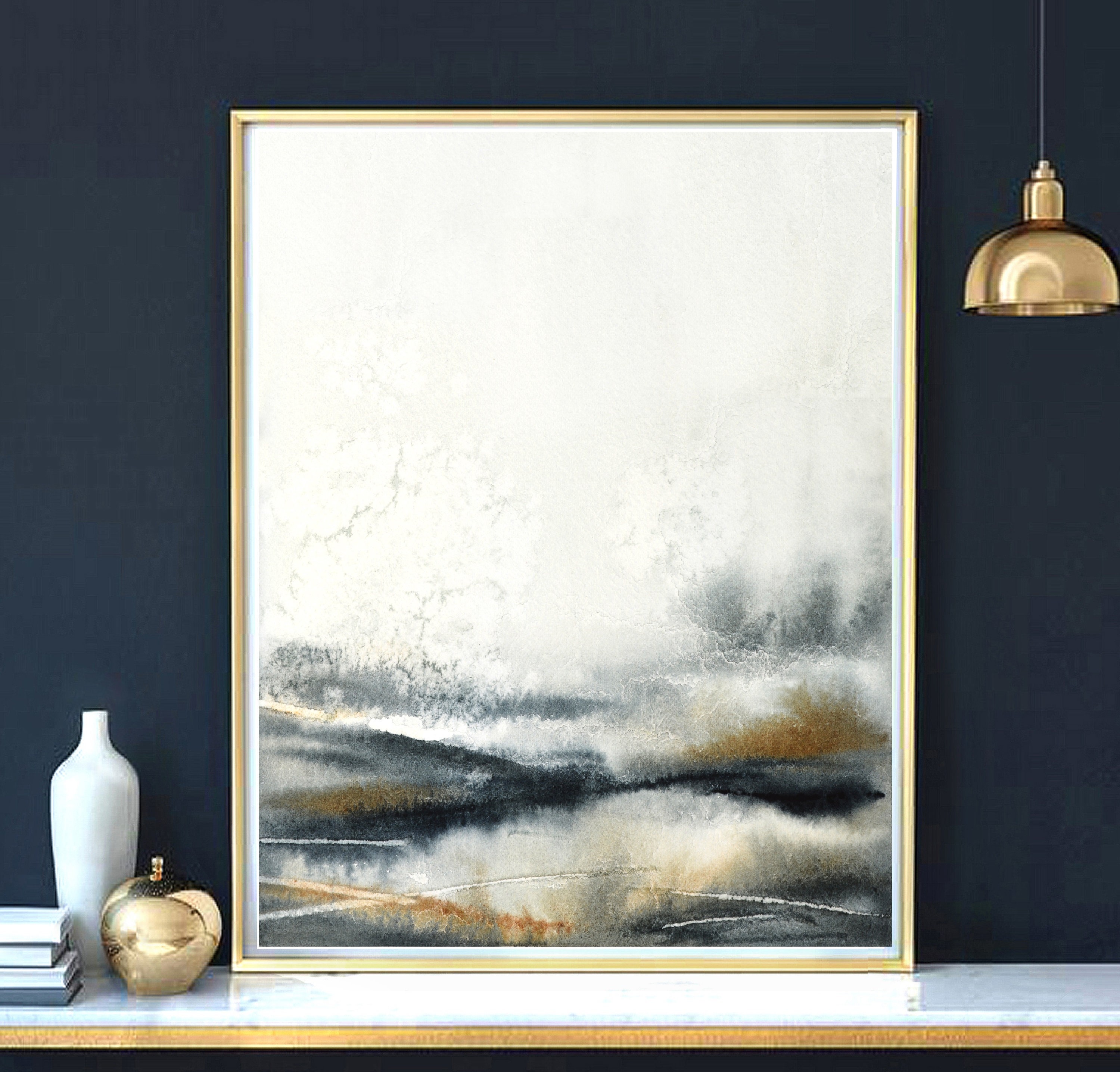 Textured Looking Artwork, Neutral Color Abstract Wall Print, Watercolor ...