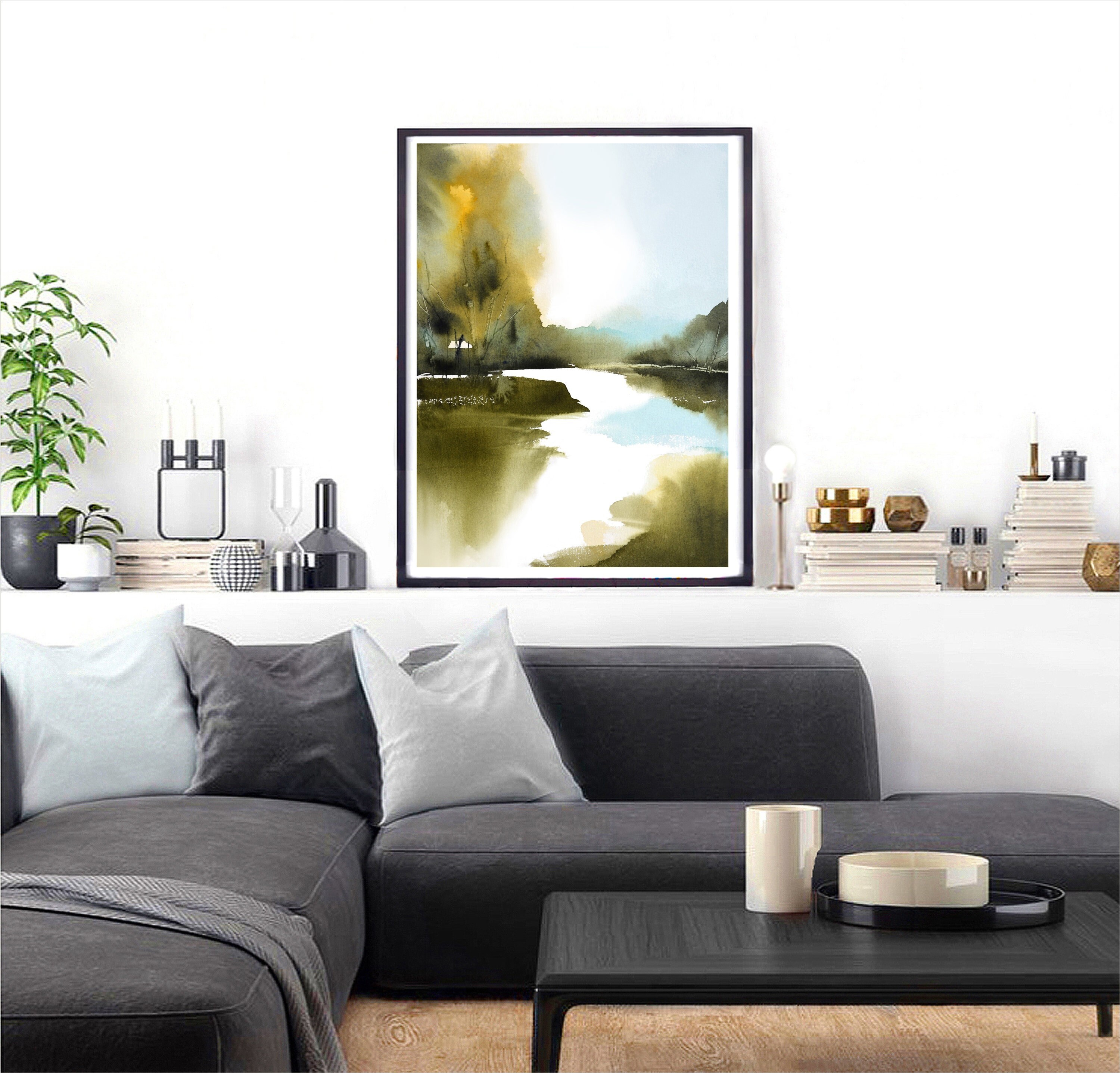 20x30", 24x32" +, Custom Large Poster Art Print Landscape, Mustard ...