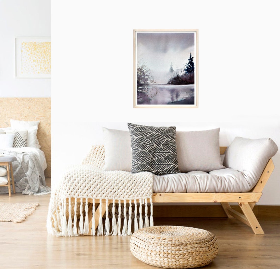 Somber Day Moody Art Print Monochromatic Wall Decor Hazy - Etsy