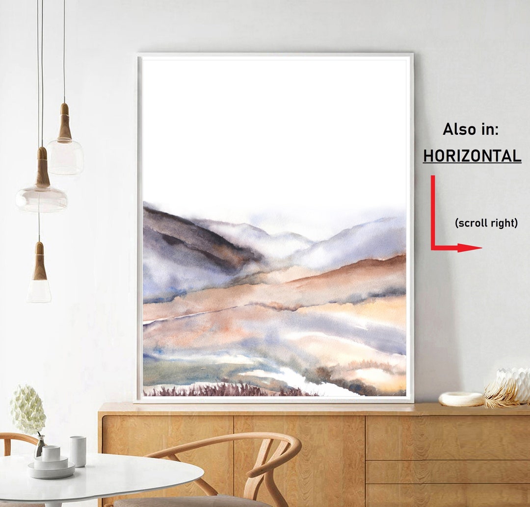 Brown Art Painting, Earthtone Color Wall Art, Zen Art Work, Mountain ...