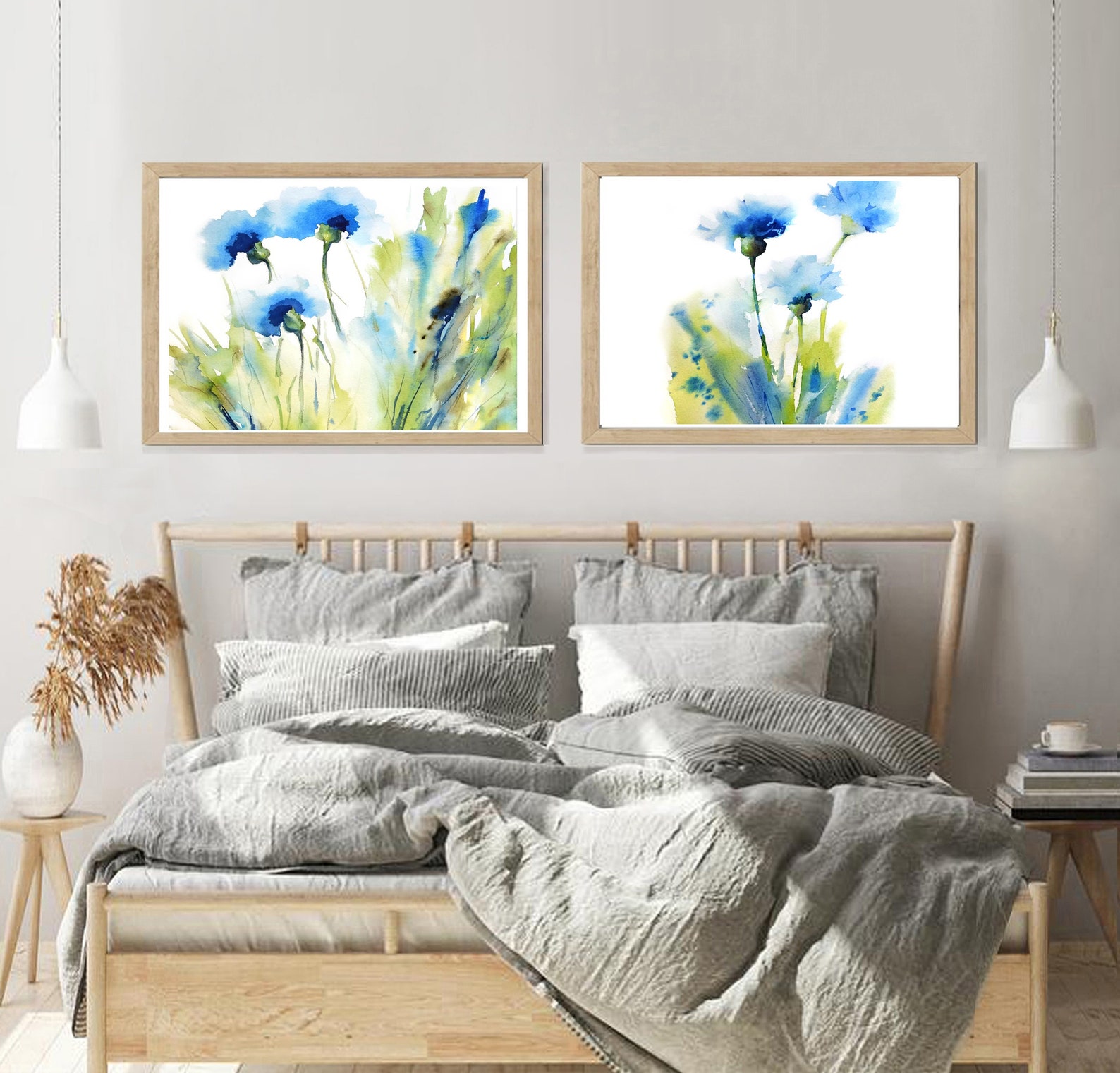 Flowers for June, Spring Flower Watercolor Painting Print, Bachelor ...
