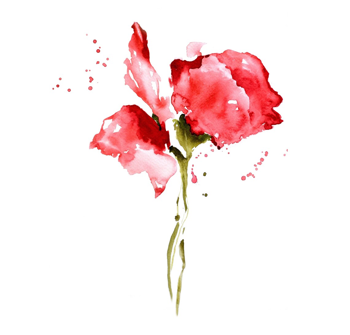 Rose Painting Print Nancy Nicole Art Red Flower Abstract - Etsy