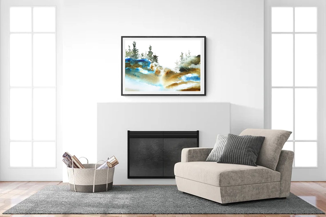 Waterfalls Calming Artwork Peaceful Print Painting Poster - Etsy