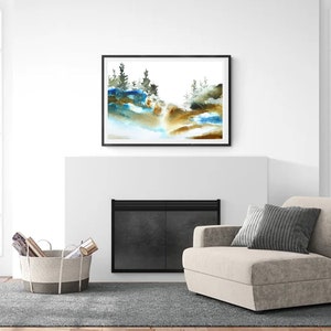 Waterfalls, Calming Artwork, Peaceful Print Painting Poster, Summertime ...