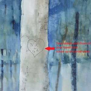 Custom Initials "carved" in Heart on Tree, Love Decor Art Print ...