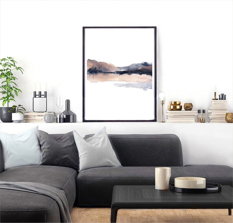 Scandi Print, Popular Art Print Abstract, Watercolor Landscape ...