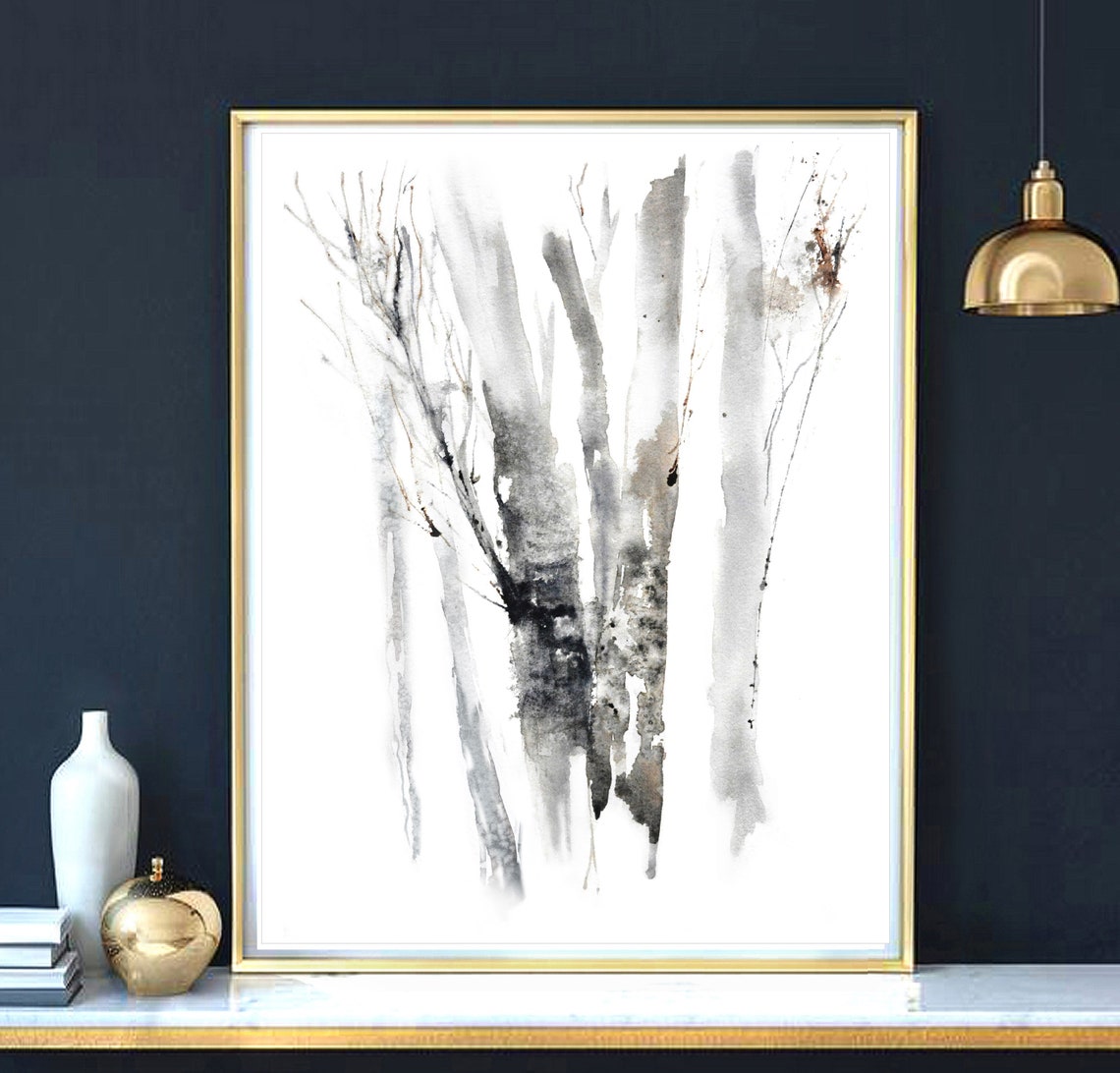 Simple Art Print Watercolor Landscape Print Art Brown Grey | Etsy