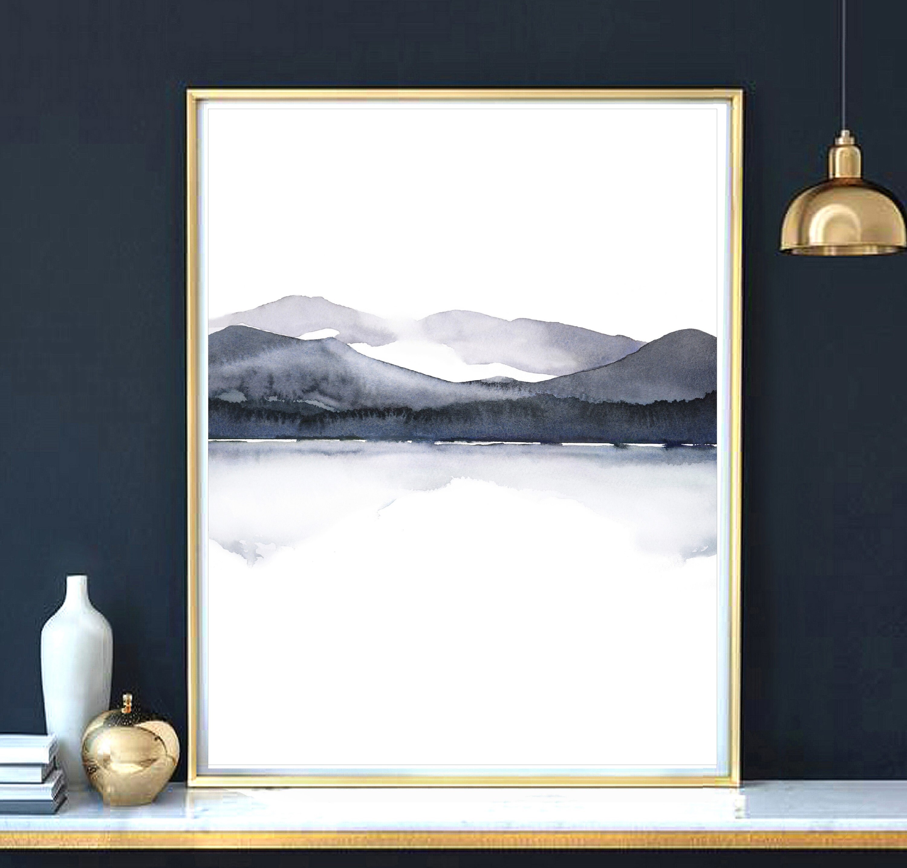 Grey Art Print Scandinavian Print Scandi Art Watercolor - Etsy