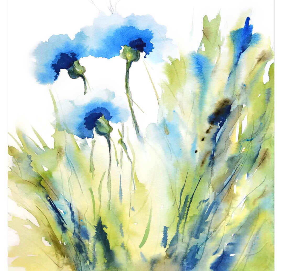 Flowers for June, Spring Flower Watercolor Painting Print, Bachelor ...