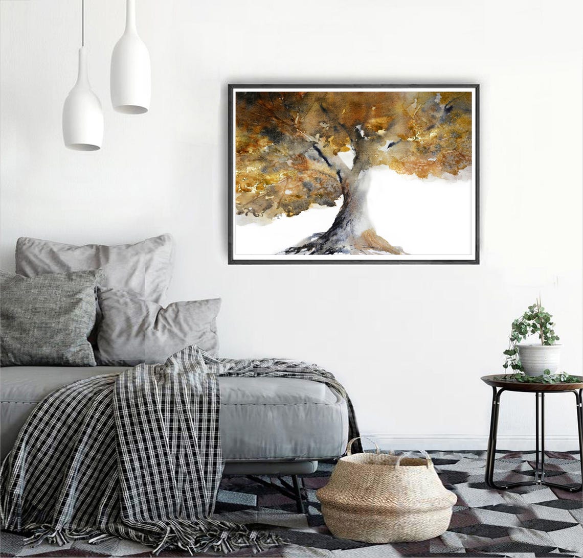Fall Colors Painting, Single Maple Tree Artwork Watercolor Print ...