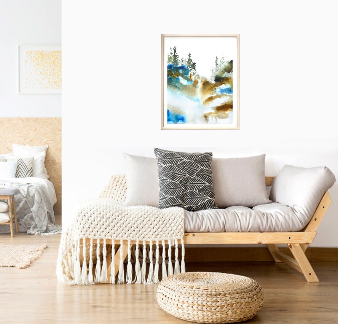 Waterfalls Calming Artwork Peaceful Print Painting Poster - Etsy