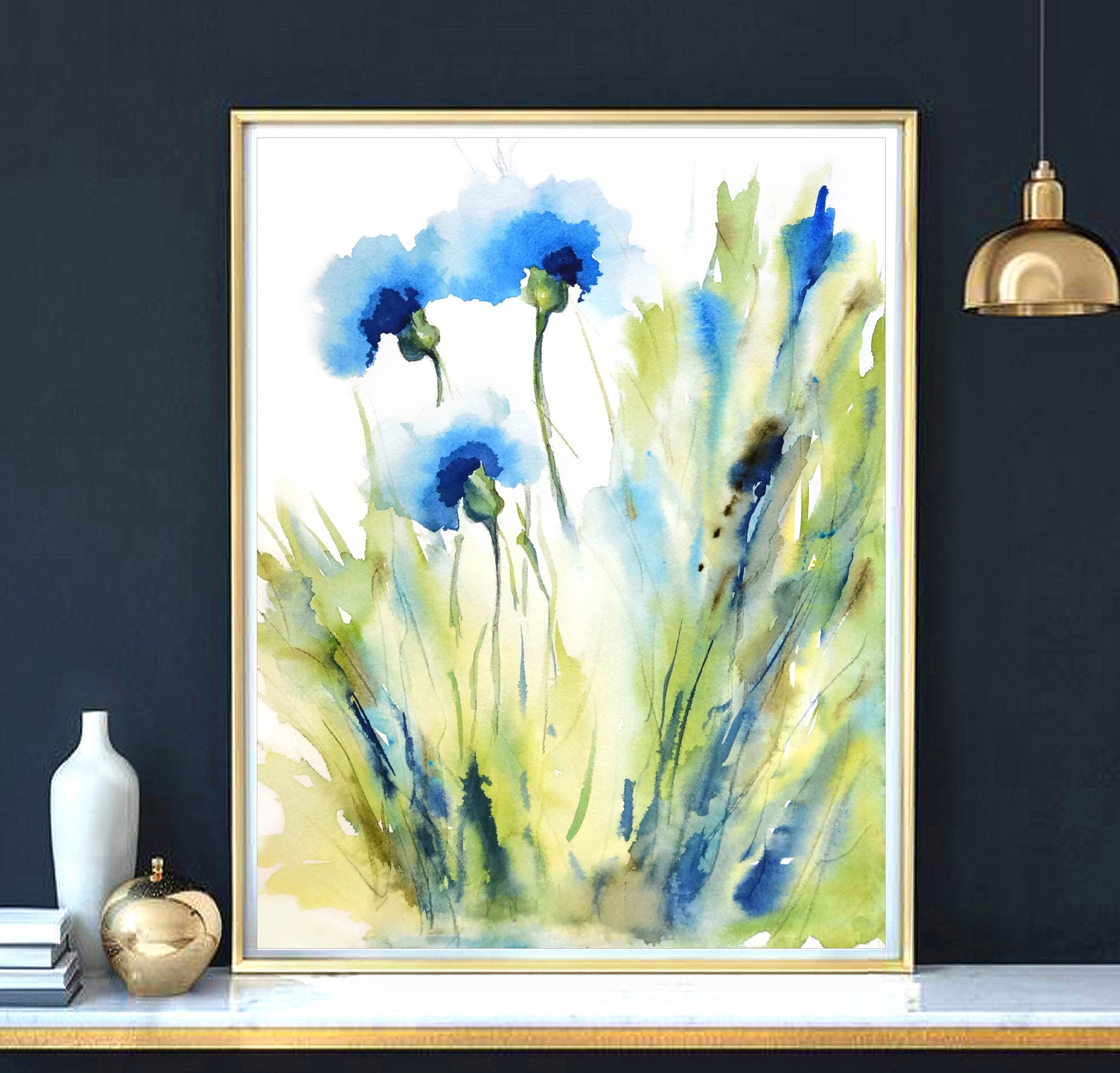 Flowers for June, Spring Flower Watercolor Painting Print, Bachelor ...
