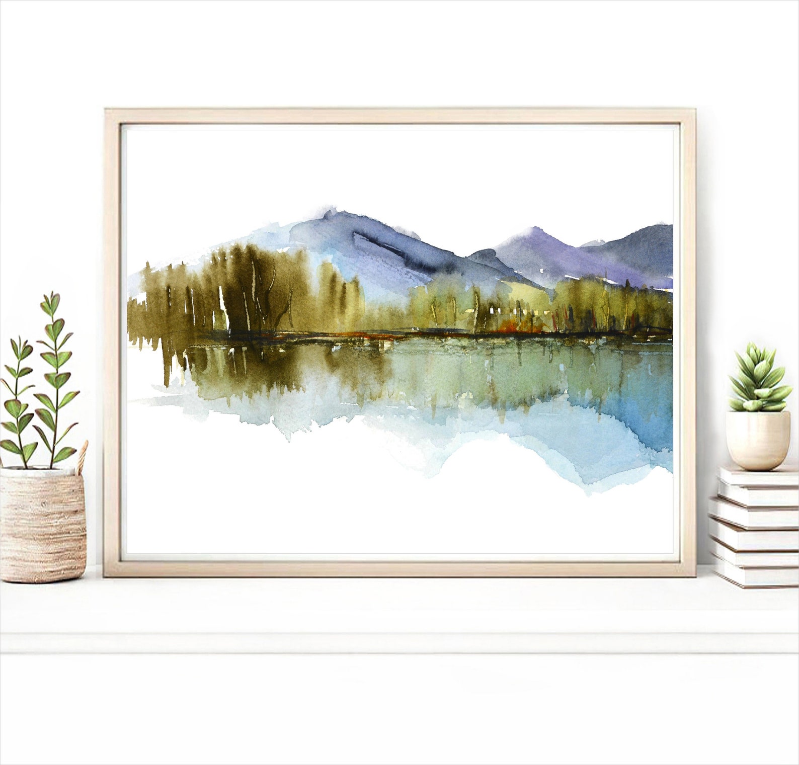 Masculine Art Landscape Painting Green Watercolor Painting - Etsy
