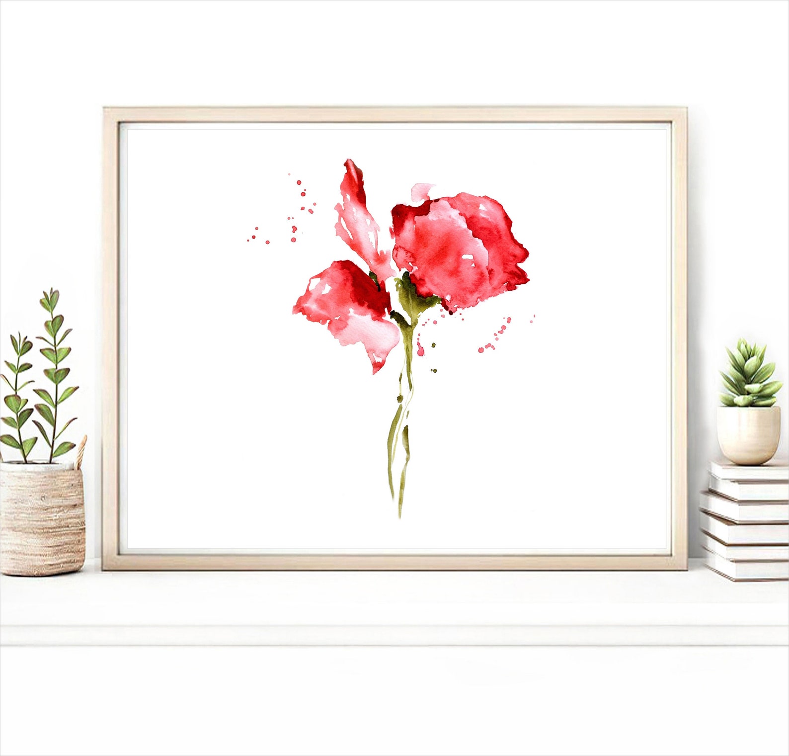 Rose Painting Print, Nancy Nicole Art, Red Flower Abstract, Floral ...