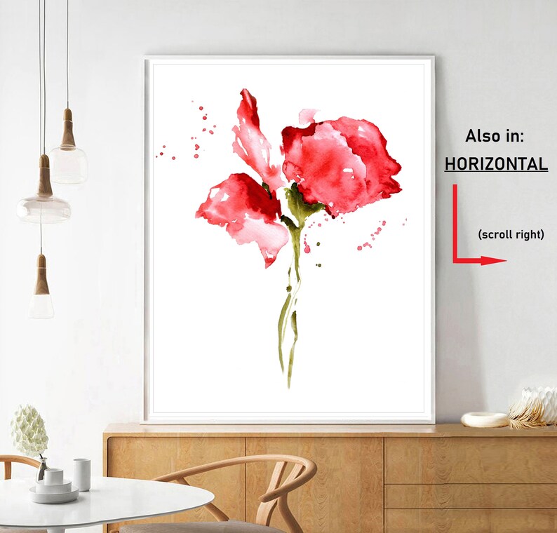 Rose Painting Print, Nancy Nicole Art, Red Flower Abstract, Floral ...