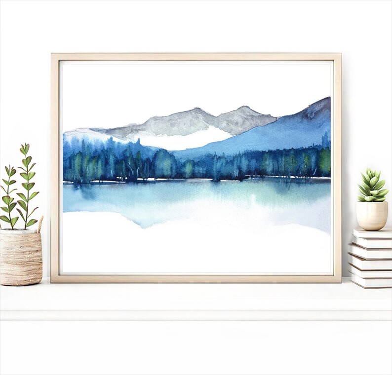 Nancy Nicole Night, Turquoise Watercolor Print, Relaxing Cerulean Blue ...