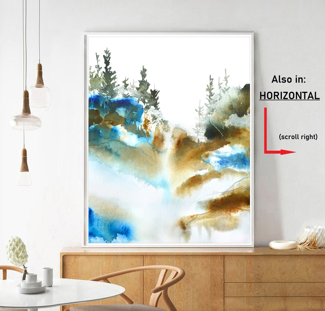 Waterfalls Calming Artwork Peaceful Print Painting Poster - Etsy