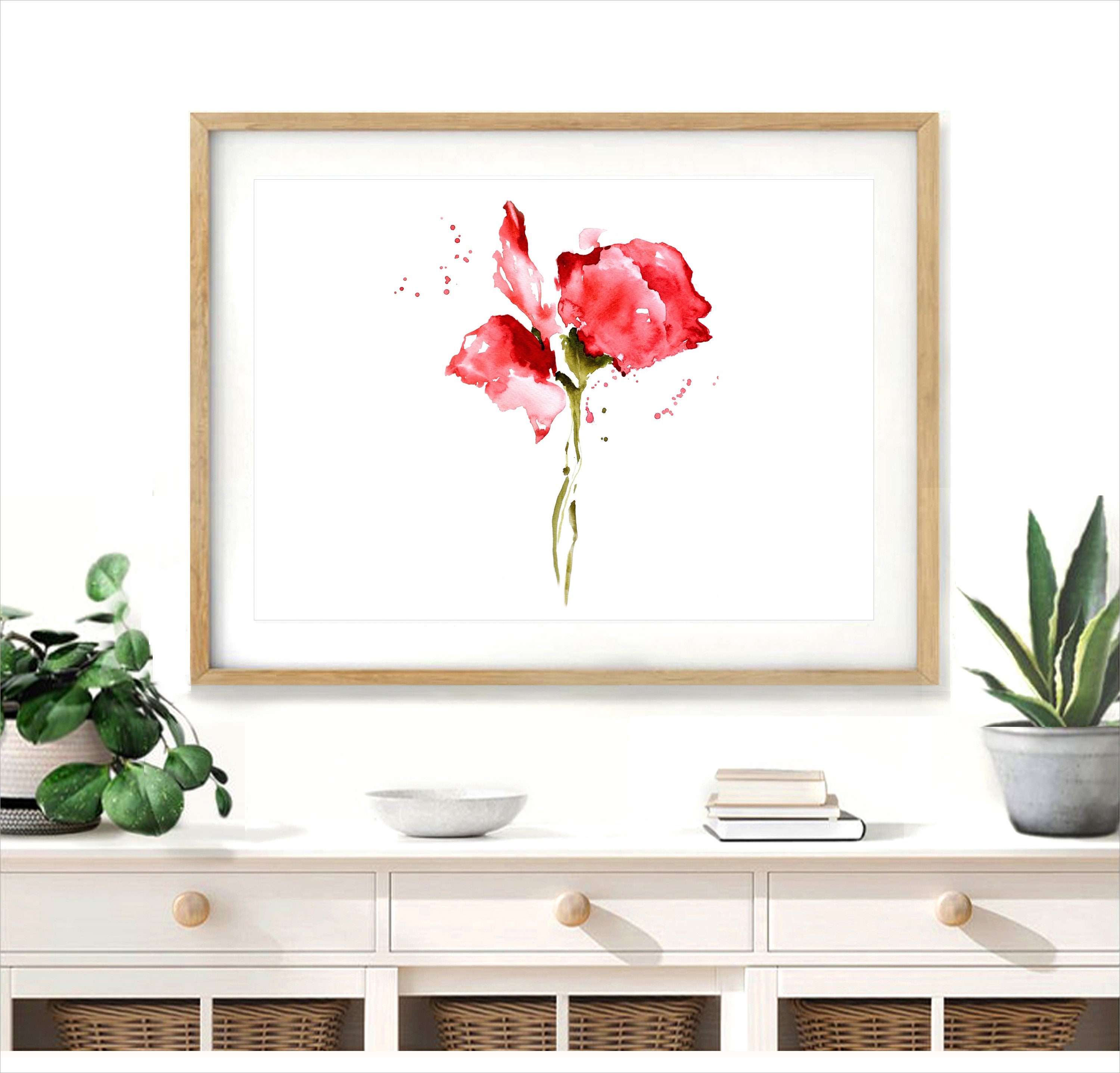 Rose Painting Print, Nancy Nicole Art, Red Flower Abstract, Floral ...