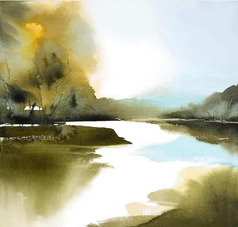 20x30", 24x32" +, Custom Large Poster Art Print Landscape, Mustard ...