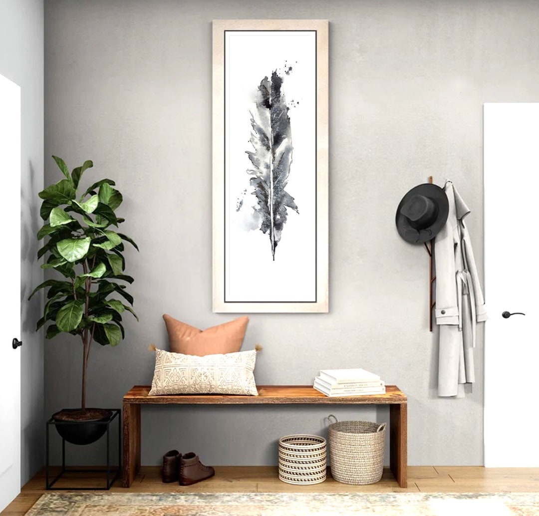 Black and White Narrow Wall Art, Vertical Hallway Decor, Small Space ...