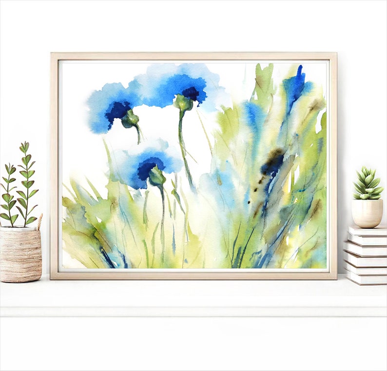 Flowers for June, Spring Flower Watercolor Painting Print, Bachelor ...