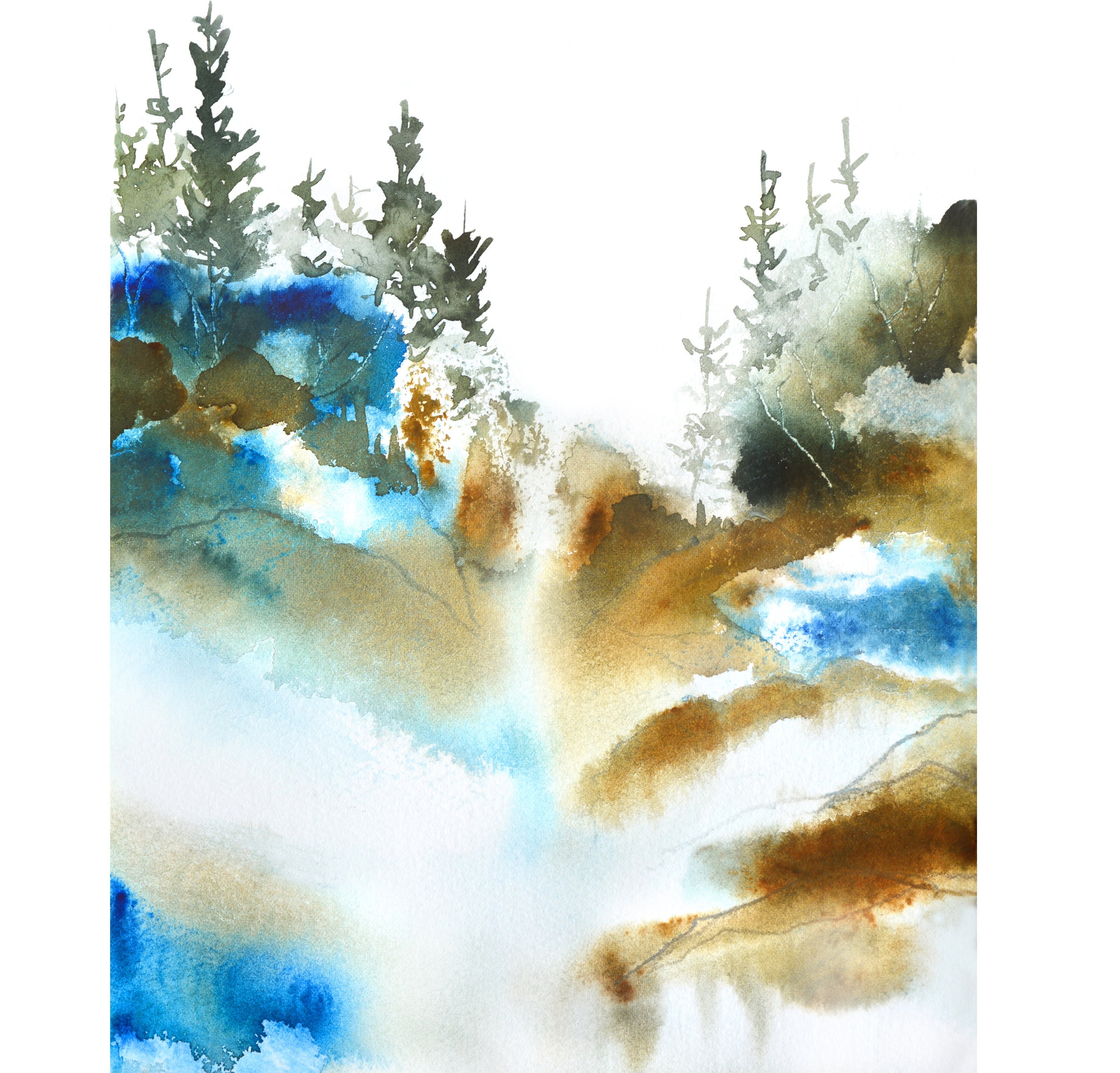 Waterfalls Calming Artwork Peaceful Print Painting Poster - Etsy