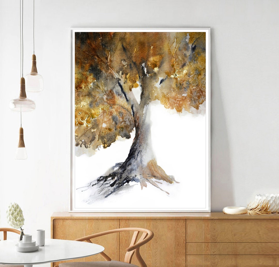 Fall Colors Painting, Single Maple Tree Artwork Watercolor Print ...