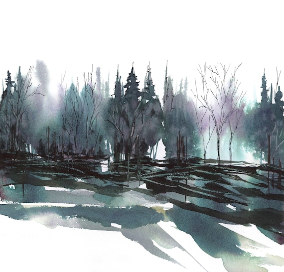 Dramatic Painting Print Blue Wall Art Turquoise Art Print - Etsy