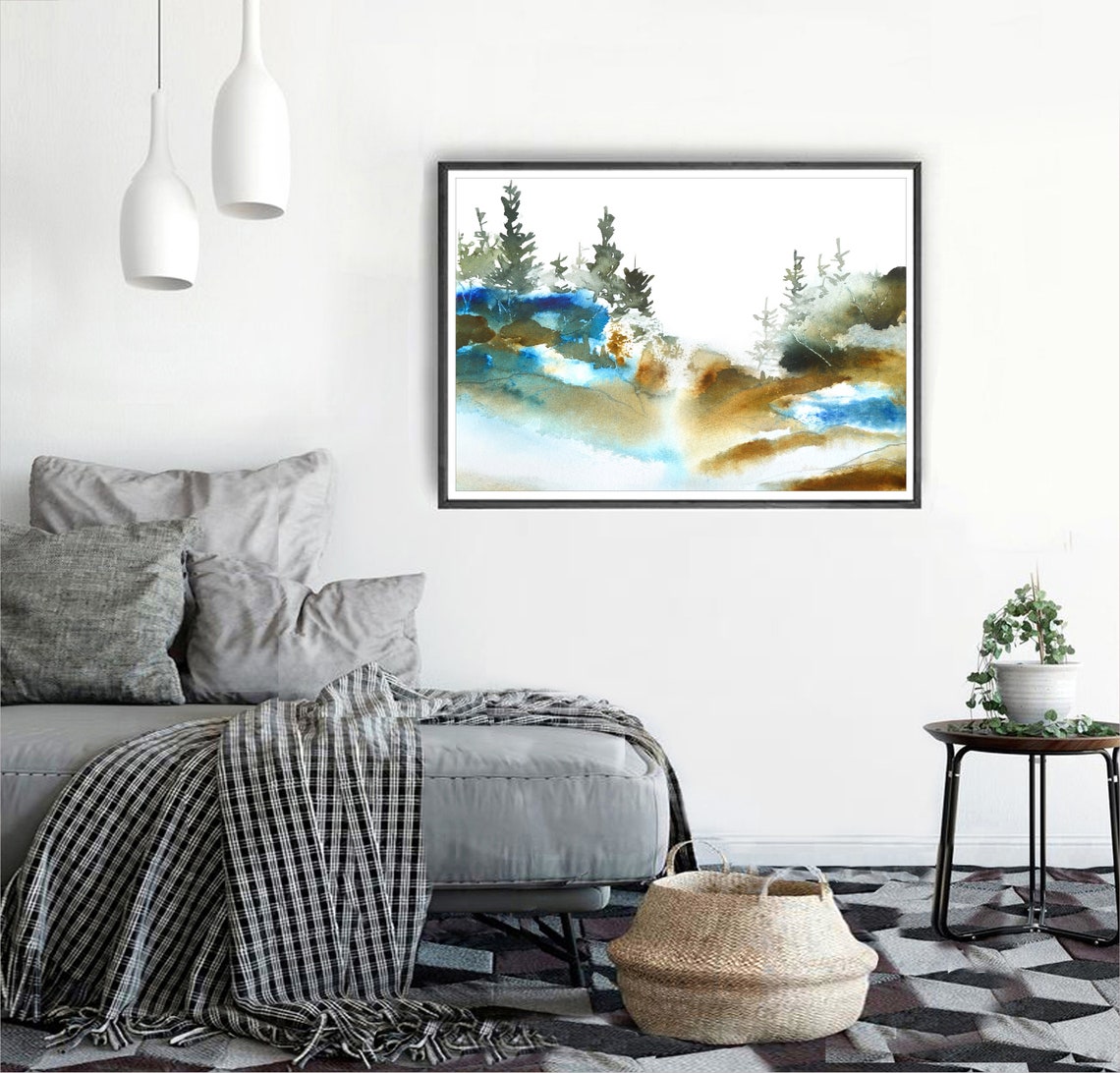 Waterfalls Calming Artwork Peaceful Print Painting Poster - Etsy