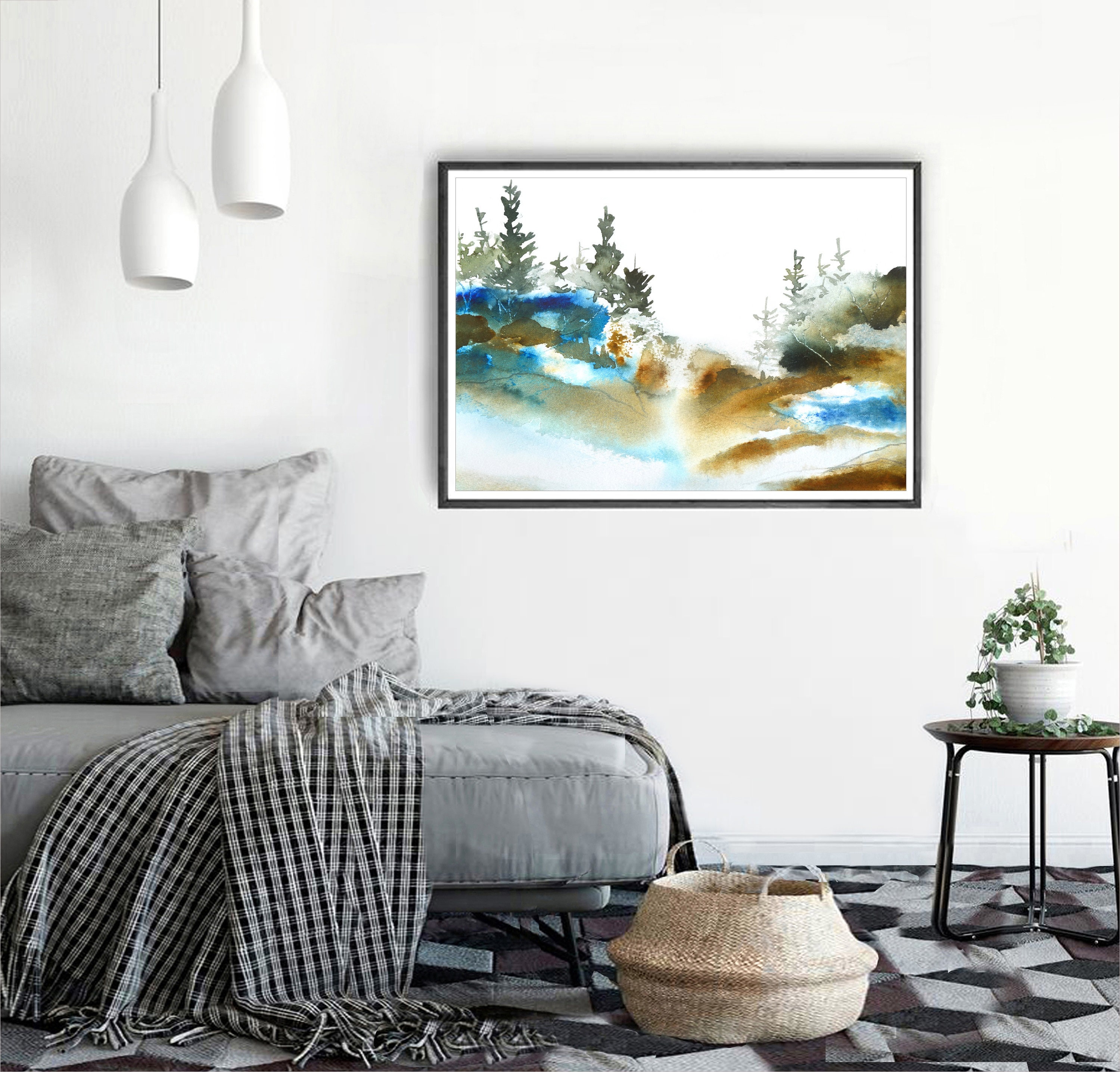 Waterfalls Calming Artwork Peaceful Print Painting Poster - Etsy