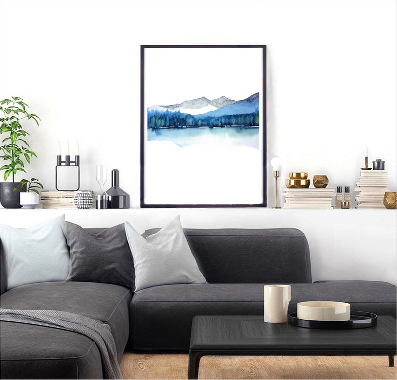 Nancy Nicole Night, Turquoise Watercolor Print, Relaxing Cerulean Blue ...