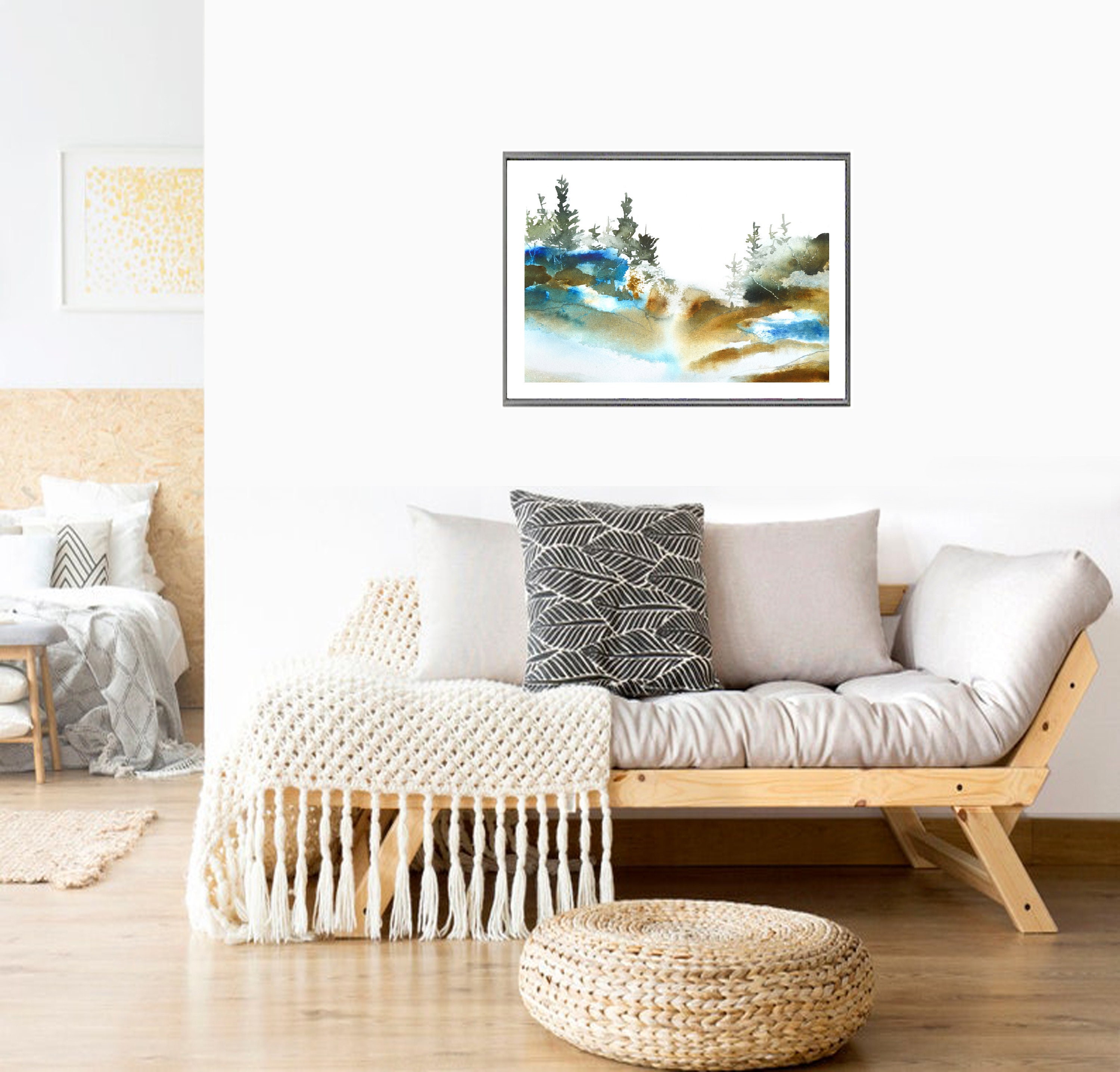 Waterfalls Calming Artwork Peaceful Print Painting Poster - Etsy