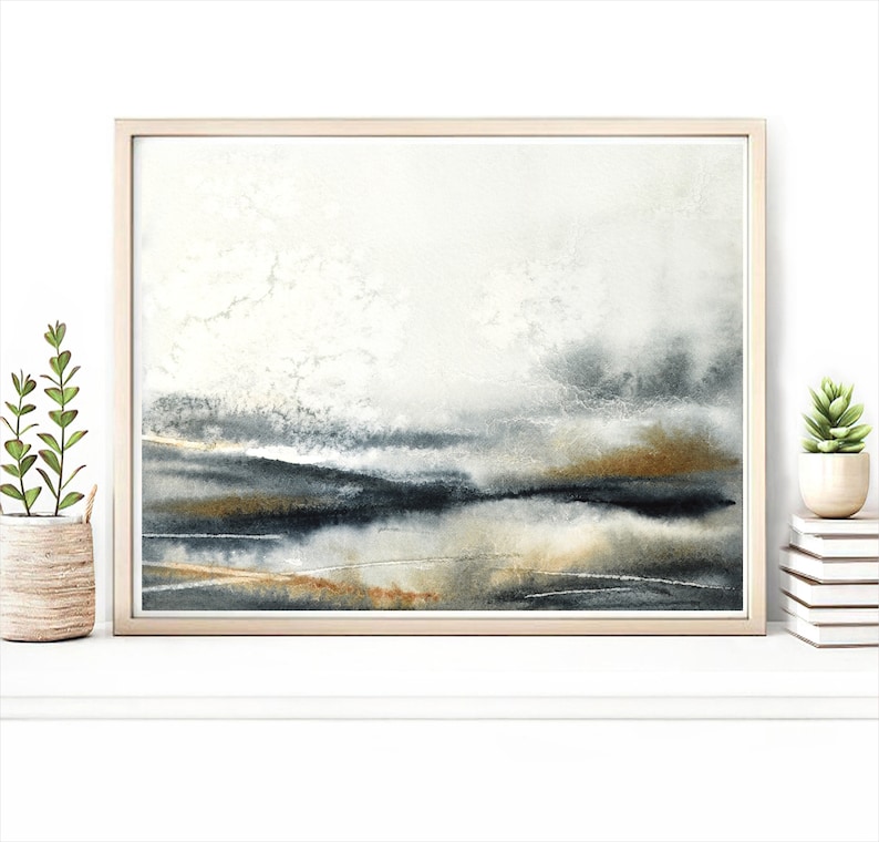 Textured Looking Artwork, Neutral Color Abstract Wall Print, Watercolor ...
