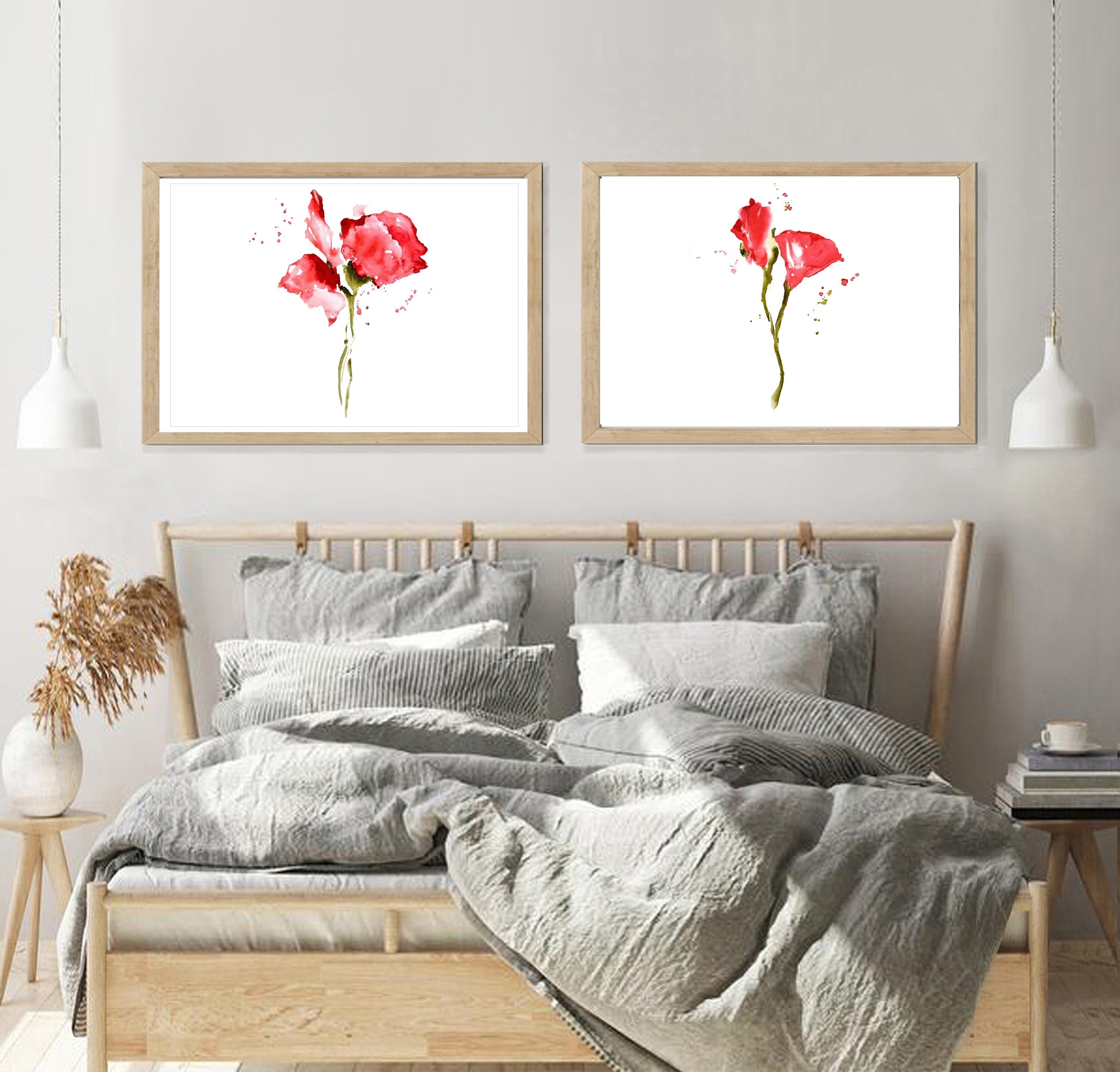 Rose Painting Print, Nancy Nicole Art, Red Flower Abstract, Floral ...