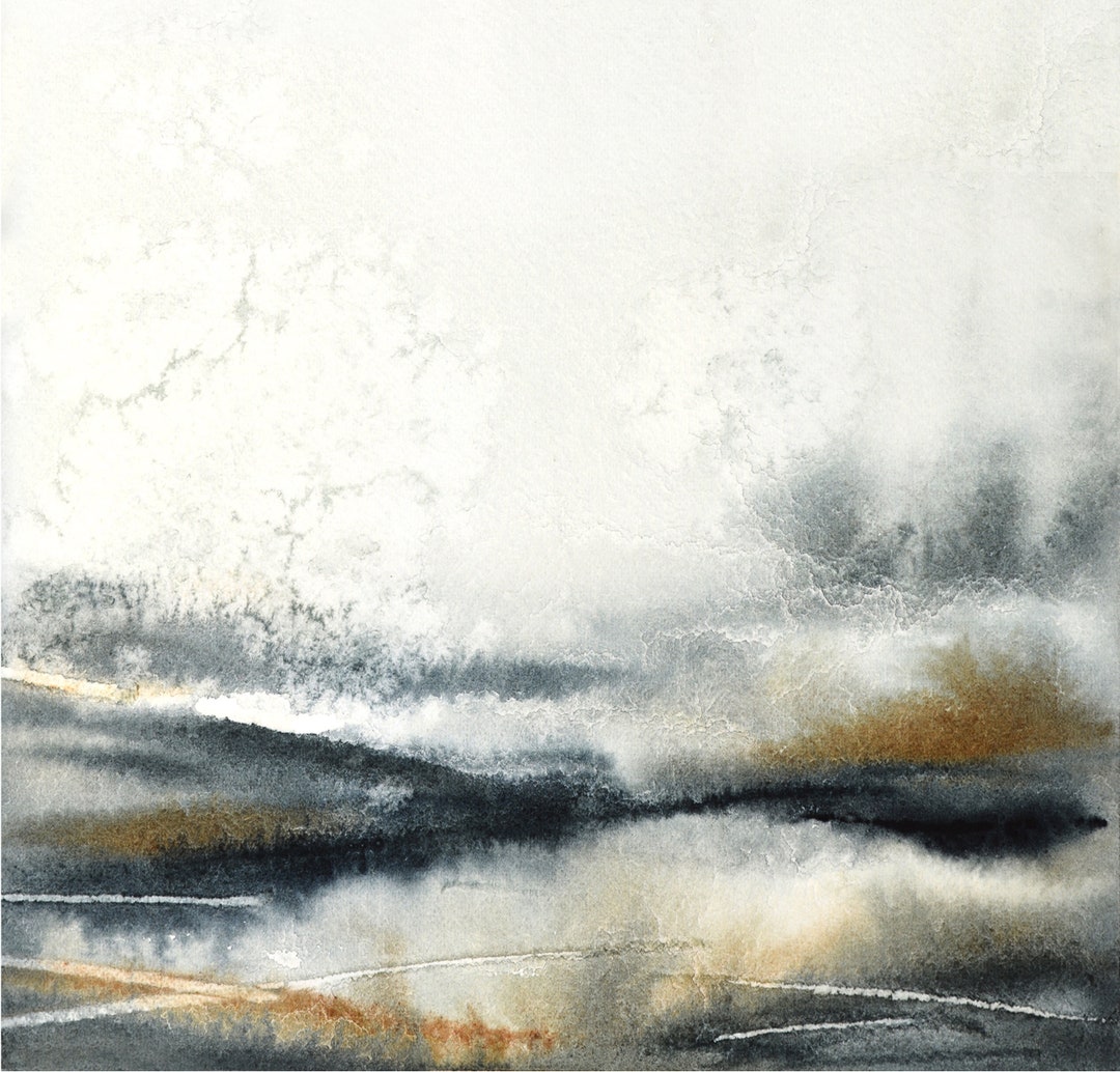 Textured Looking Artwork, Neutral Color Abstract Wall Print, Watercolor ...